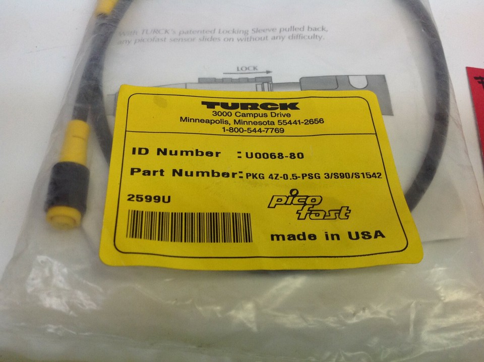 Turck cable U0068-80 PKG 4Z-0.5-PSG 3/S90 S1542 (#1536-37) | eBay