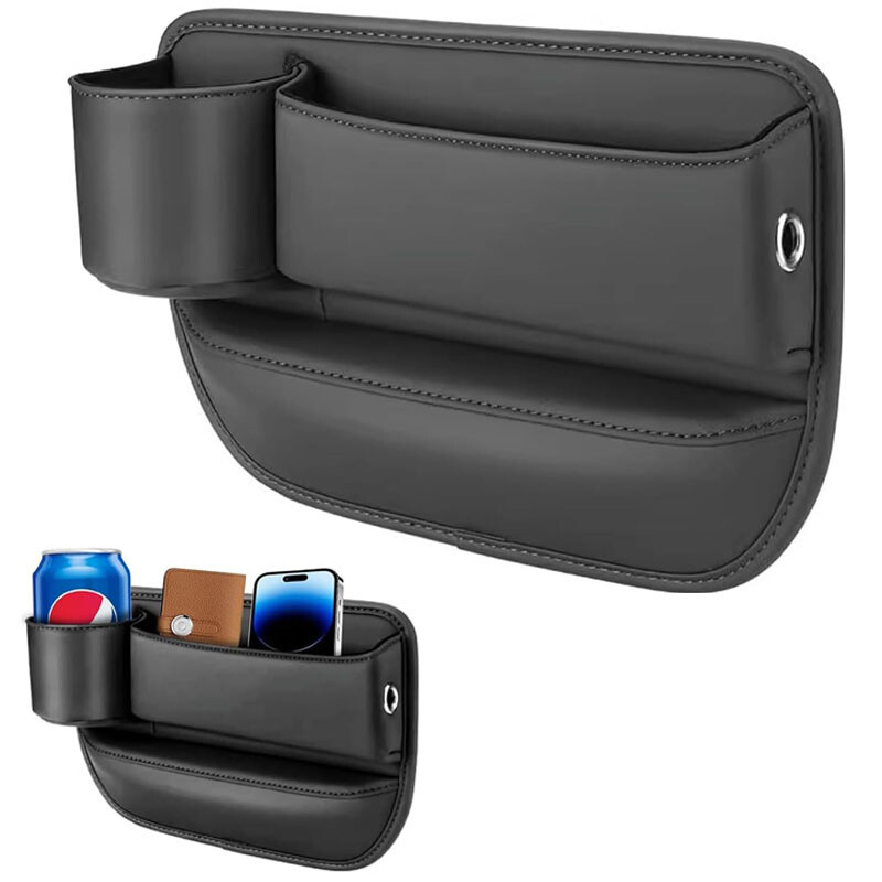Car Seat Gap Storage Box Phone Holder Organizer Leather Cup Holder Gap ...