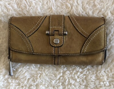 Vintage FOSSIL fifty-four Carmel Brown genuine Leather Bifold Wallet ...