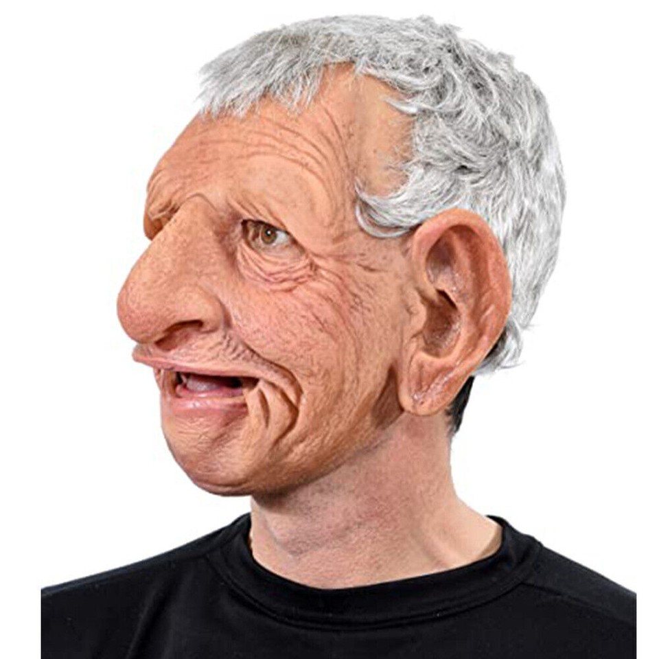 Realistic Old Man Mask Latex Halloween Cosplay Party Full Face Cover ...