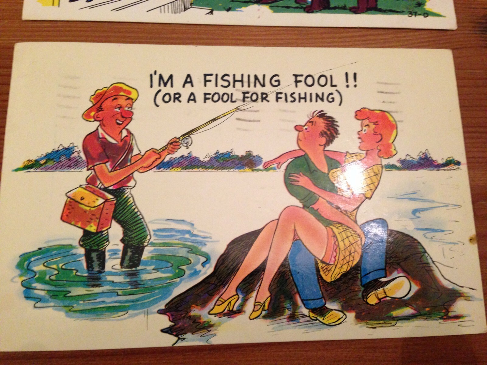 Laff Gram, 2 Hunting and Fishing cartoon comic vintage postcards. 1970s ...