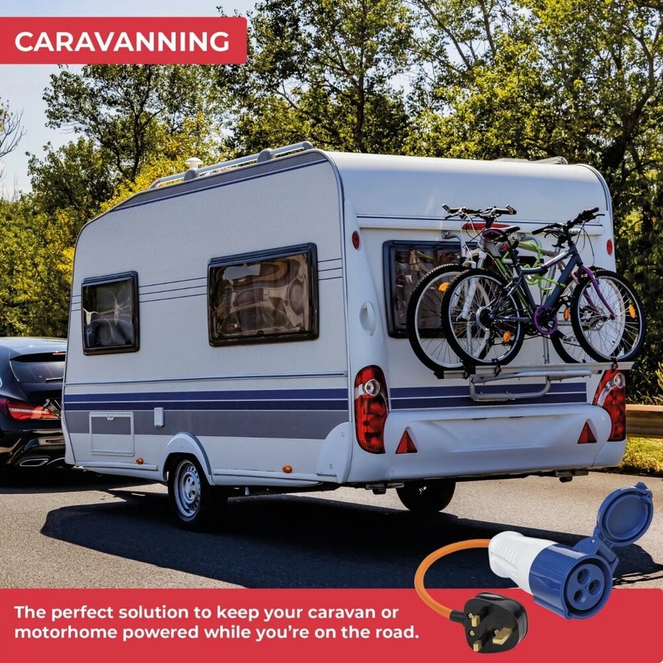 Converter Lead 13a Plug 16a Socket Adaptor Caravan 3 Pin 240V UK Camper ...