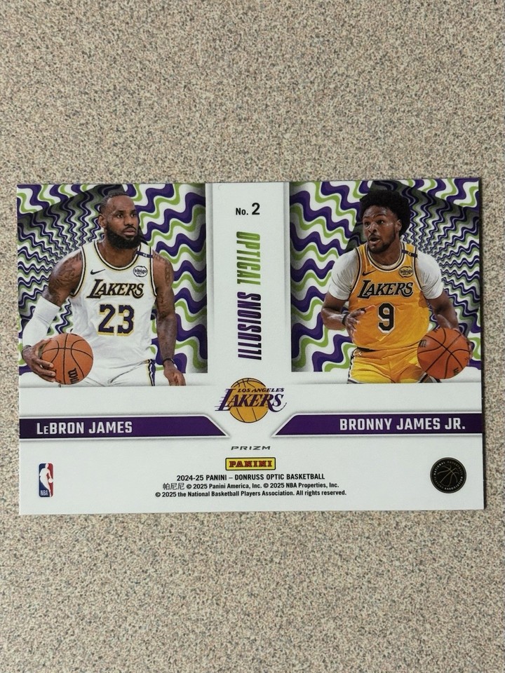 LeBron James Bronny Jr. 2024-25 Donruss Optic Optical Illusions Purple ...