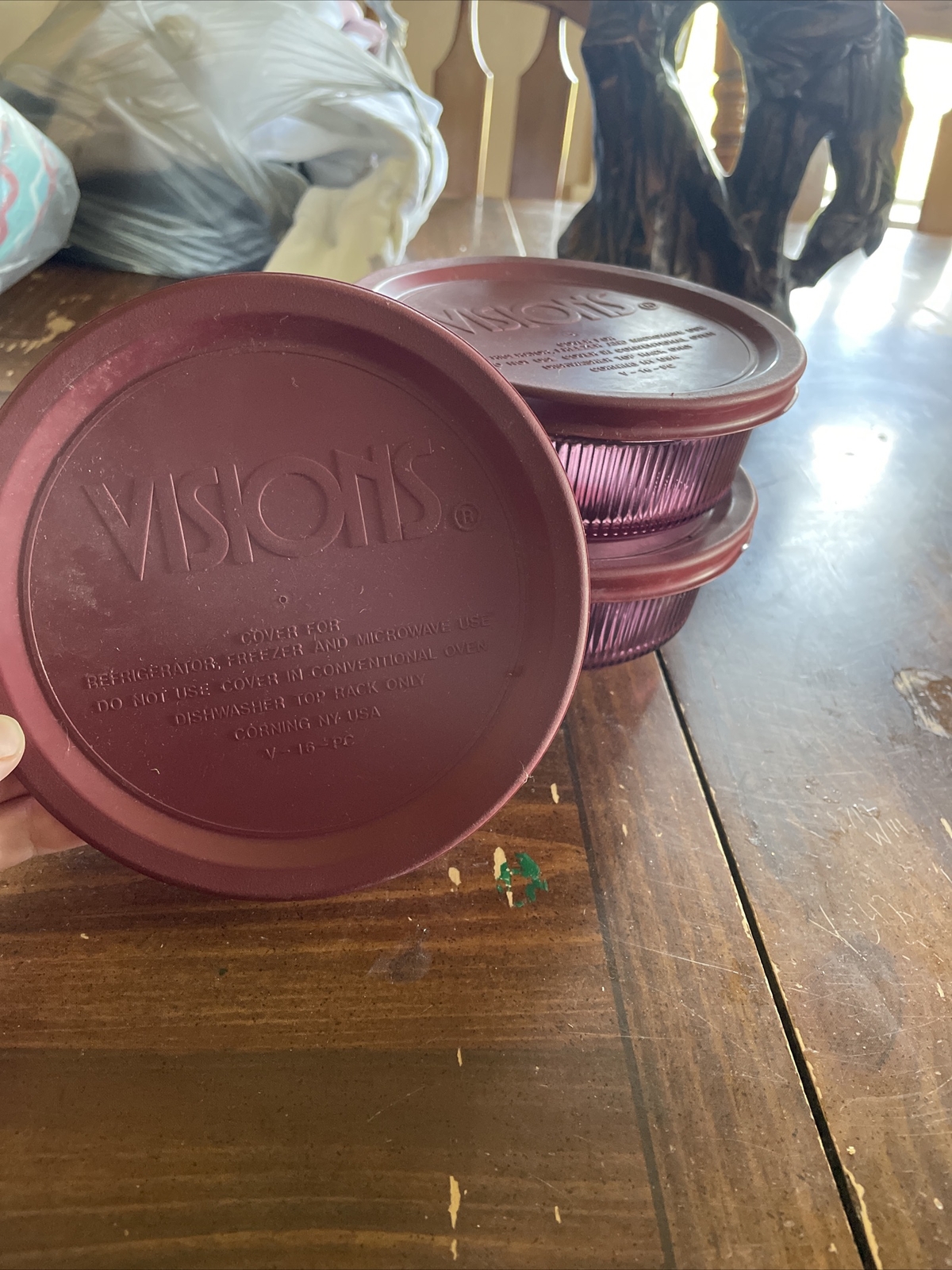 corning visions cranberry pint bowl Lot Of 3 | eBay