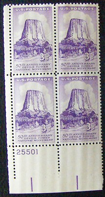 US 3¢ stamp SC #1084 Devils Tower plate block MNH 1956. | eBay