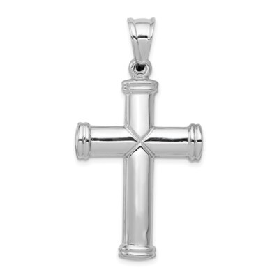 Real 14kt White Gold Hollow Cross Pendant | eBay