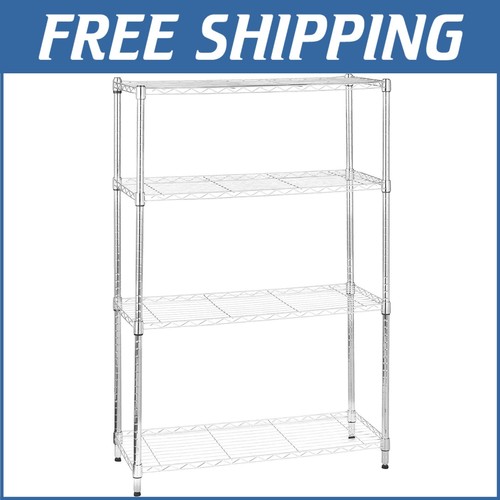 Multi-Purpose 4-Shelf Chrome Wire Rack: Adjustable Heavy Duty Storage ...
