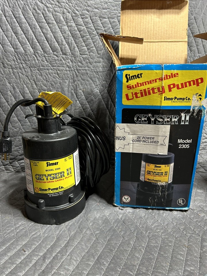 Simer SUBMERSIBLE UTILITY PUMP-GEYSER II-# 2305-BNEW in the Box | eBay