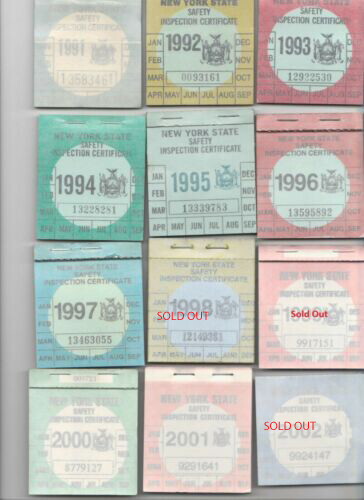 Original Unpunched New York State Inspection Sticker 17 years to choose ...