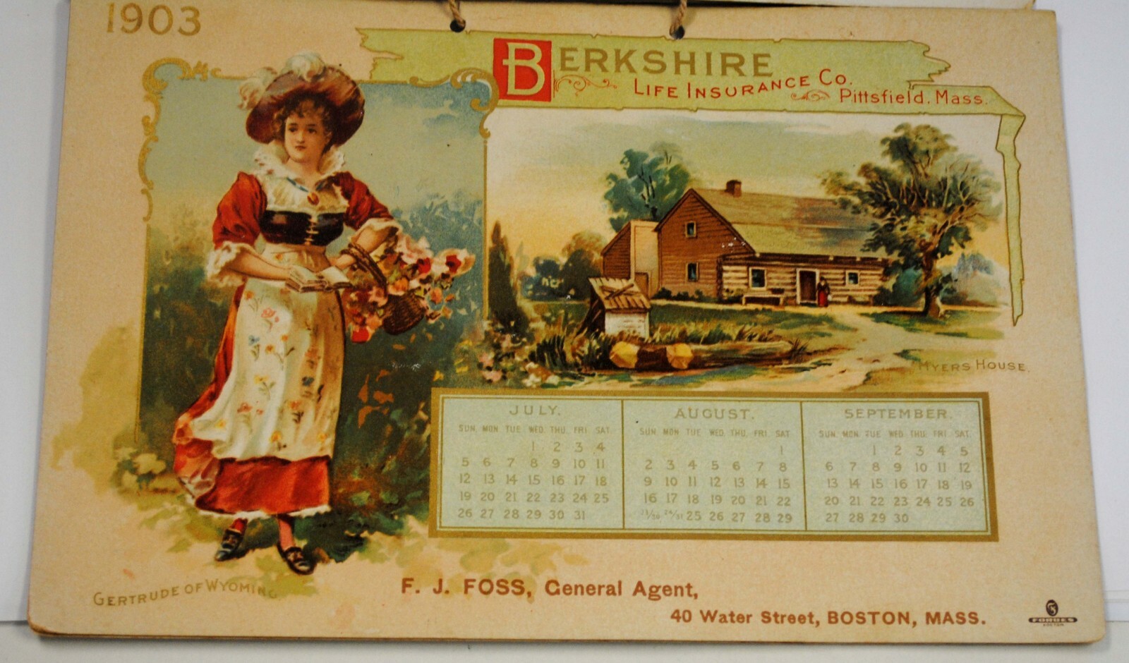 Antique 1903 Calendar Berkshire Life Insurance Co. Pittsfield Mass.. | eBay
