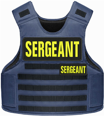 SERGEANT EMBROIDERY PATCH 4X11 AND 2X5 VELCR@ ON BACK Yellow ON BLACK ...