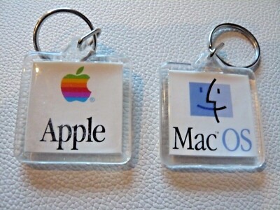 Apple Mac OS Vintage Promotional Keychain Advertising Smile Face Clear ...