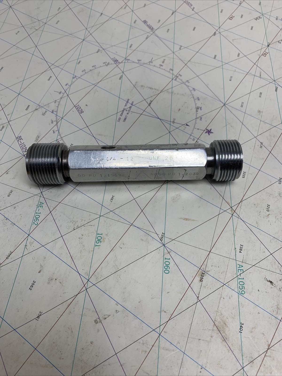 1 1/4 12 UNF 2B THREAD PLUG GAGE 1.25 1.250 GO NO GO P.D.'S = 1.1959 ...