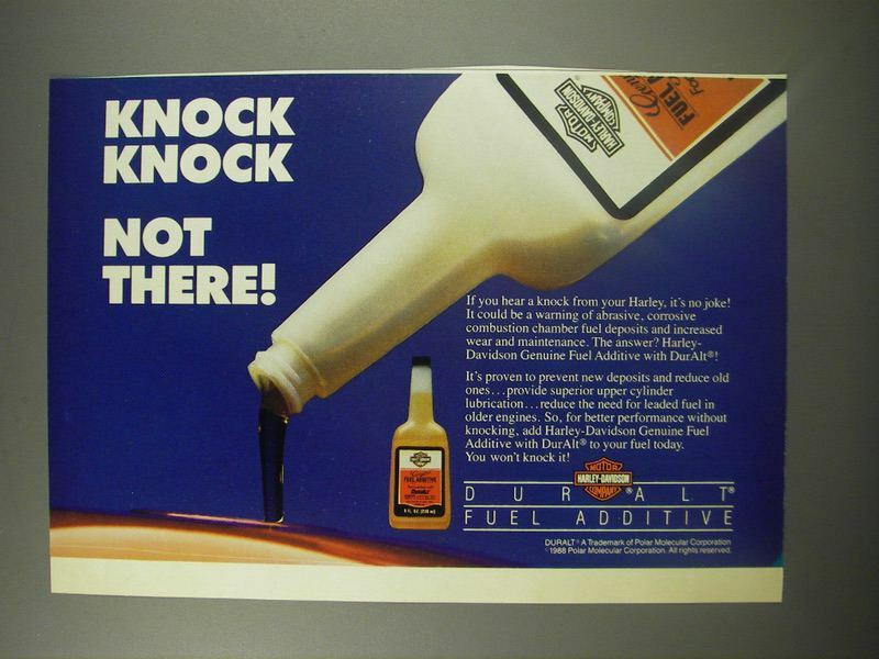 1990 Harley-Davidson Duralt Fuel Additive Ad - Knock Knock Not There ...