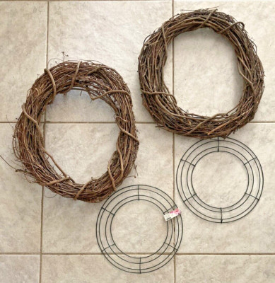 2 Natural 18" Grapevine Wreaths + 2 Metal 12" Wreath Forms holiday ...