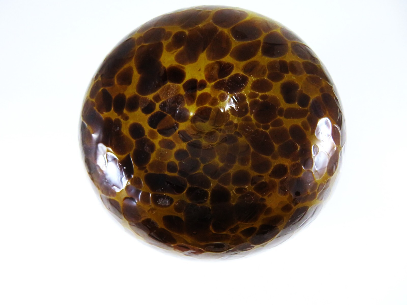 Vintage Hand Blown Art Glass Vase Tortoise Shell Brown Rounded 7.5 Inch ...