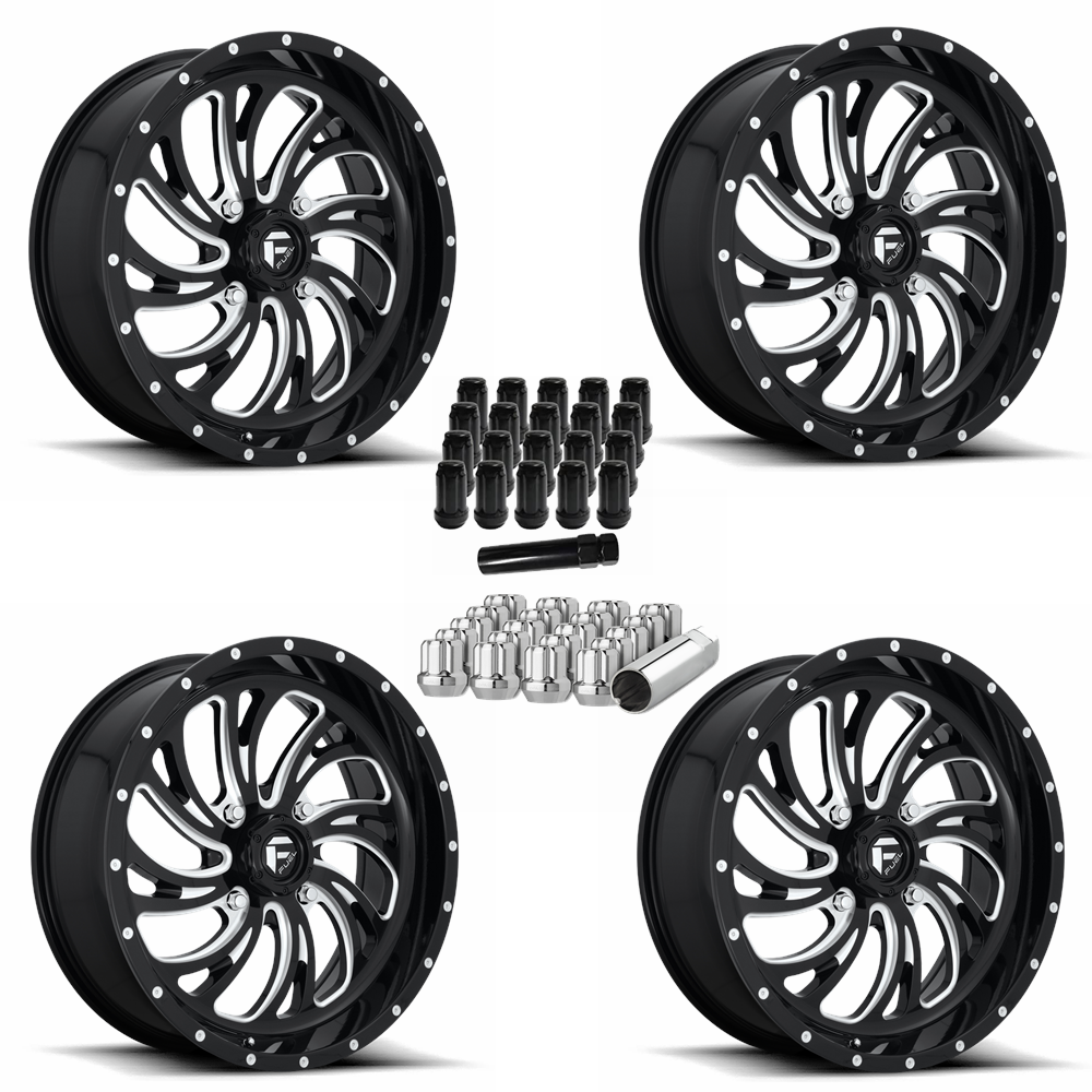 Set of (4) 24"x7" +13mm Fuel Kompressor Wheels Gloss Black for 4x156 w ...