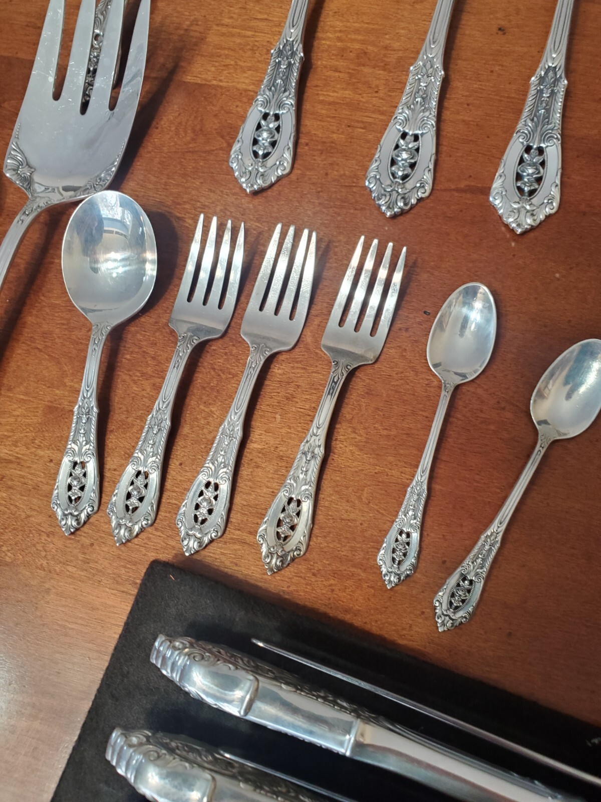 Huge 162 Piece Wallace Sterling Rose Point Flatware Set With Goblets ...
