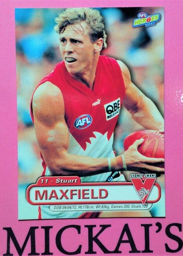 AFL HEROES - SYDNEY SWANS FOOTBALL CLUB - STUART MAXFIELD - TRADING ...