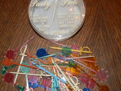 Vintage Reusable EAGLE PLASTIC PARTY PICKS (50) with Original Storage ...