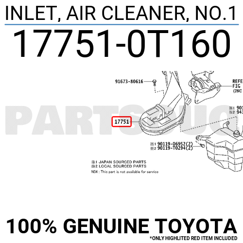 177510T160 Genuine Toyota INLET, AIR CLEANER, NO.1 17751-0T160 | eBay