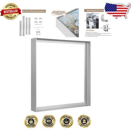 Contemporary 1.5 Inch Deep Floating Frame - Silver Finish for 36x36 ...