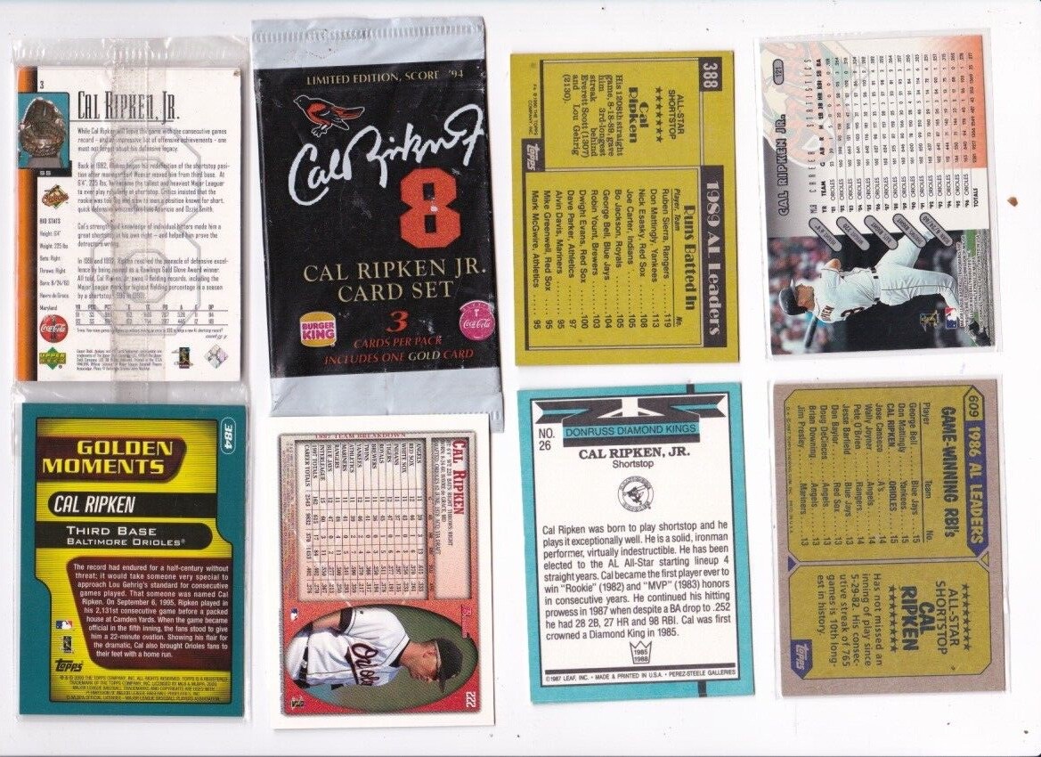CAL RIPKEN BASEBALL CARD LOT OF 26 COCA COLA UPPER DECK PACK ~ BURGER ...