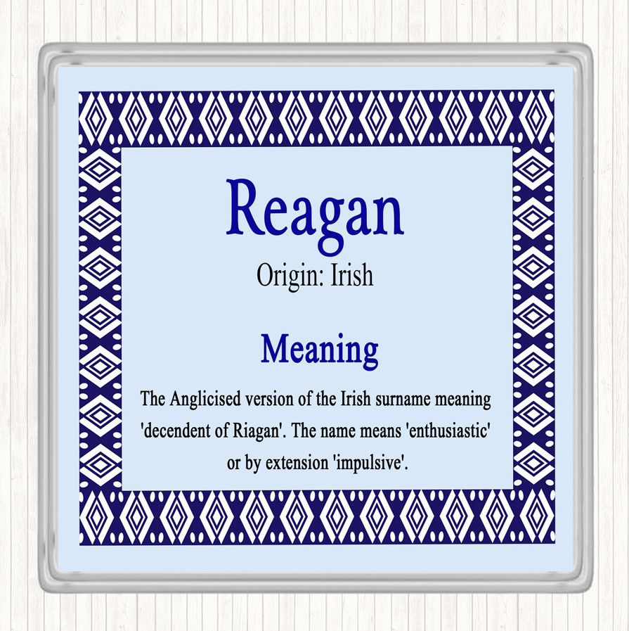Reagan Name Meaning Drinks Mat Coaster Blue | eBay UK