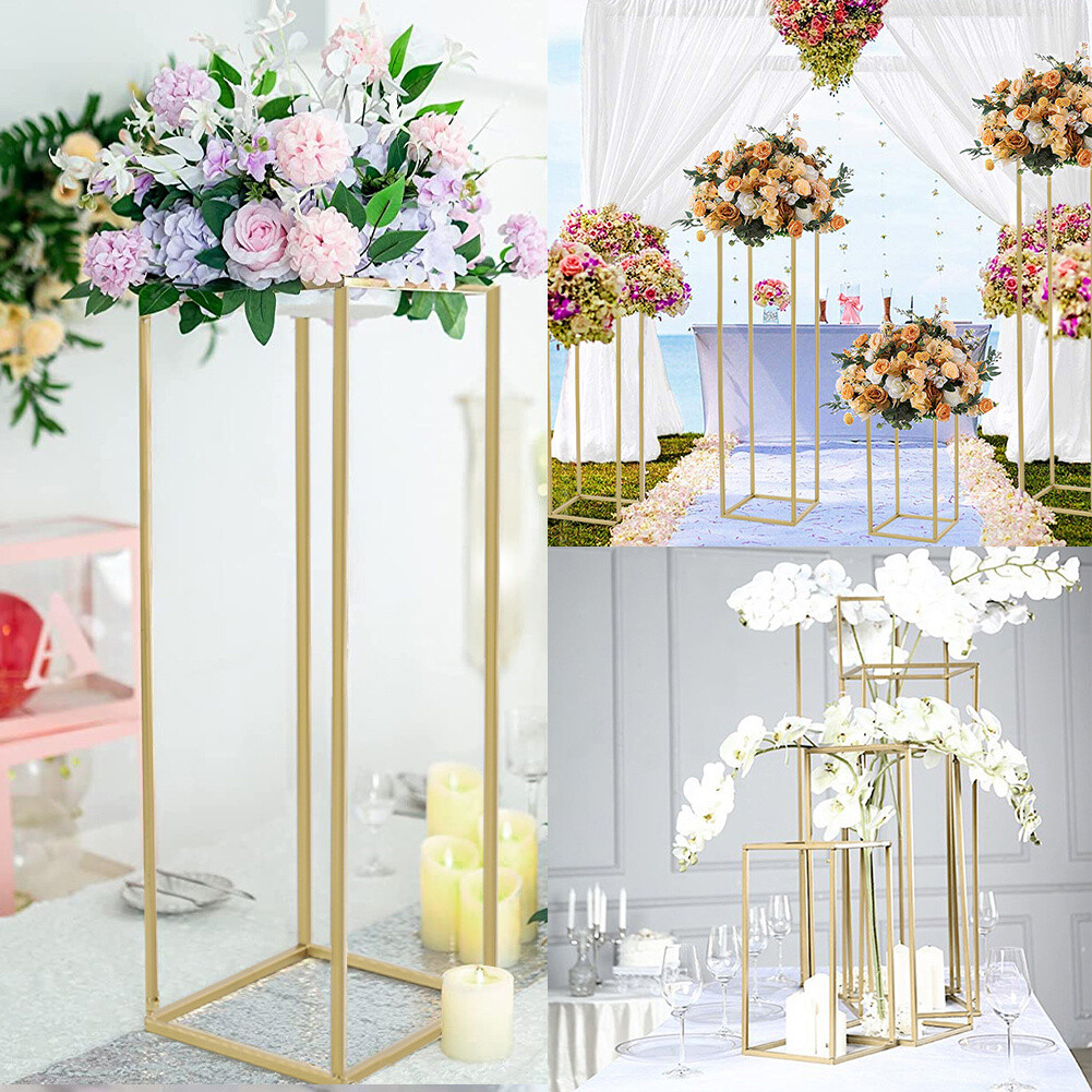 60/80cm Tall Metal Geometric Stand Flower Vase Holder Party Wedding ...