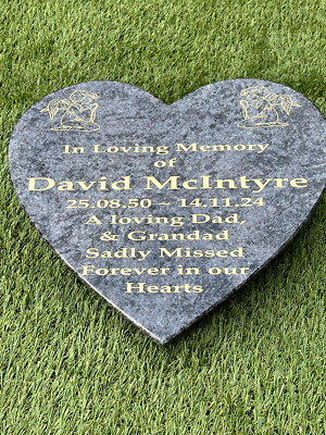 Grave plaque personalised memorial stone heart design own wording ...