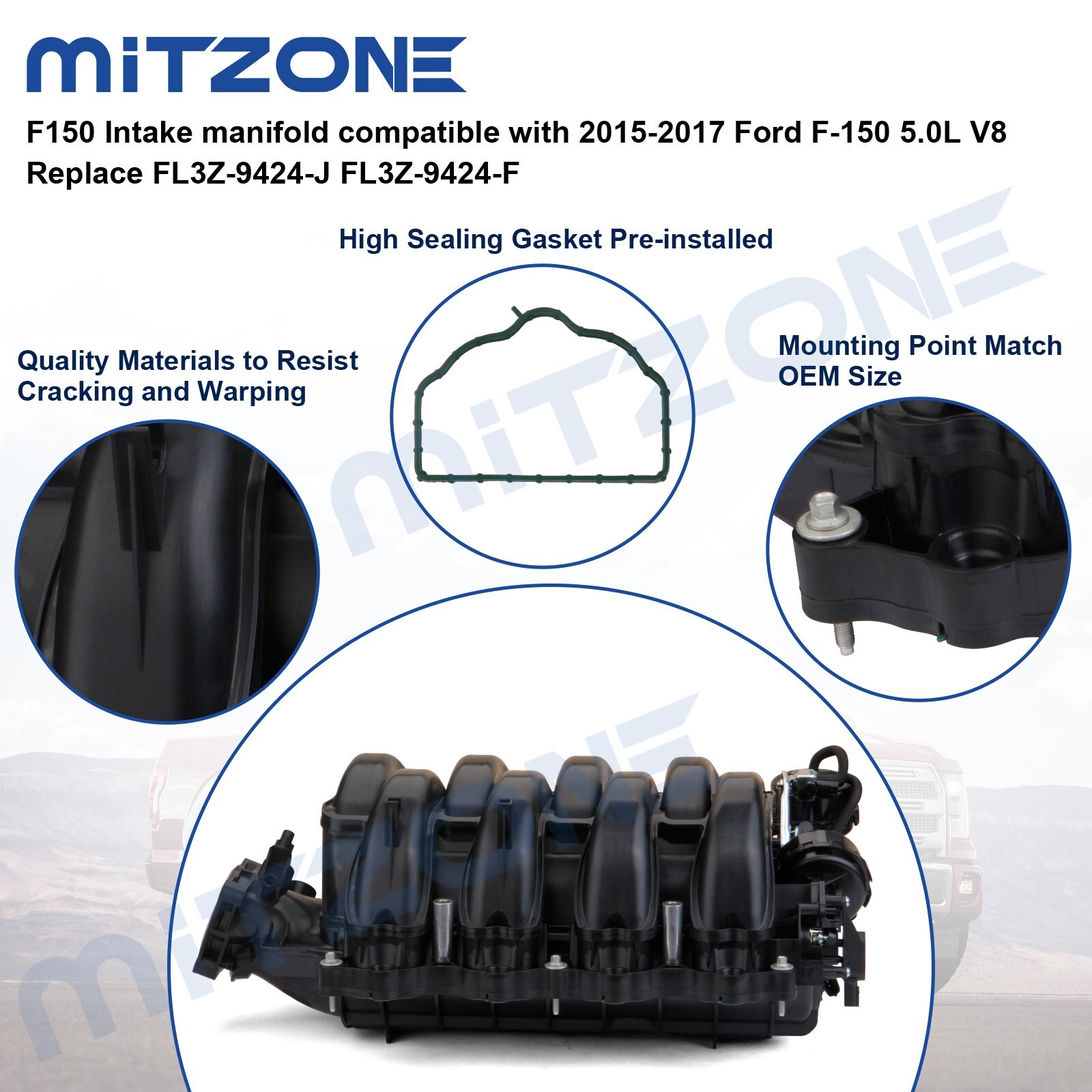 For 2015 2016 2017 Ford F-150 5.0L V8 Intake Manifold Replacement ...