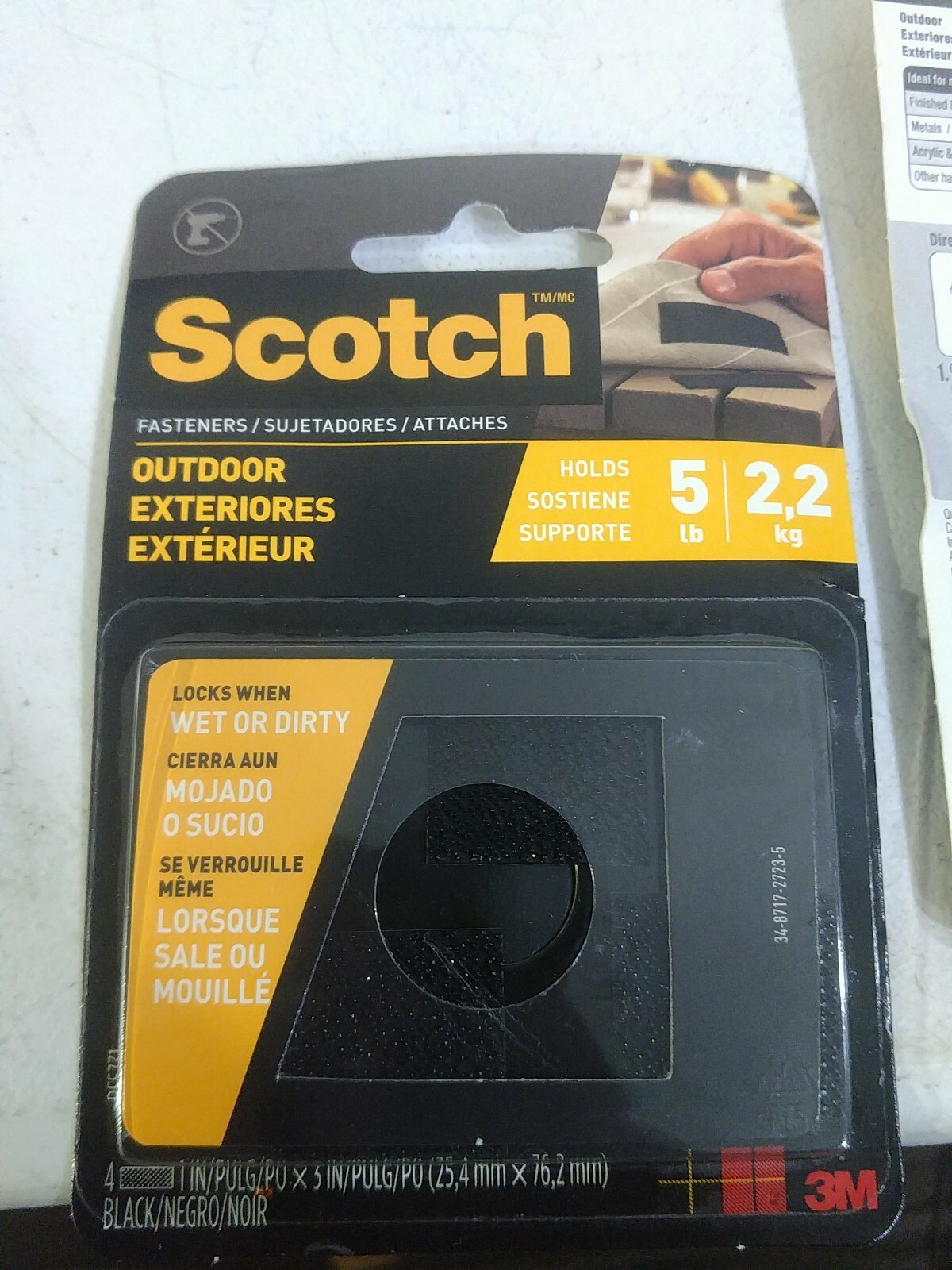 Scotch RF5731 Outdoor Fasteners 2 Sets of Strips 1" X 3" Black for sale ...