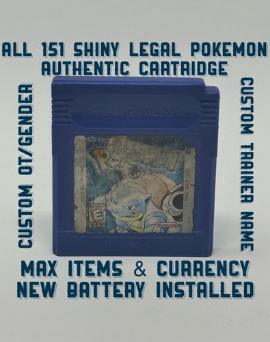 Pokemon Blue - Authentic Nintendo GameBoy - ALL 151 SHINY Pokemon - All ...
