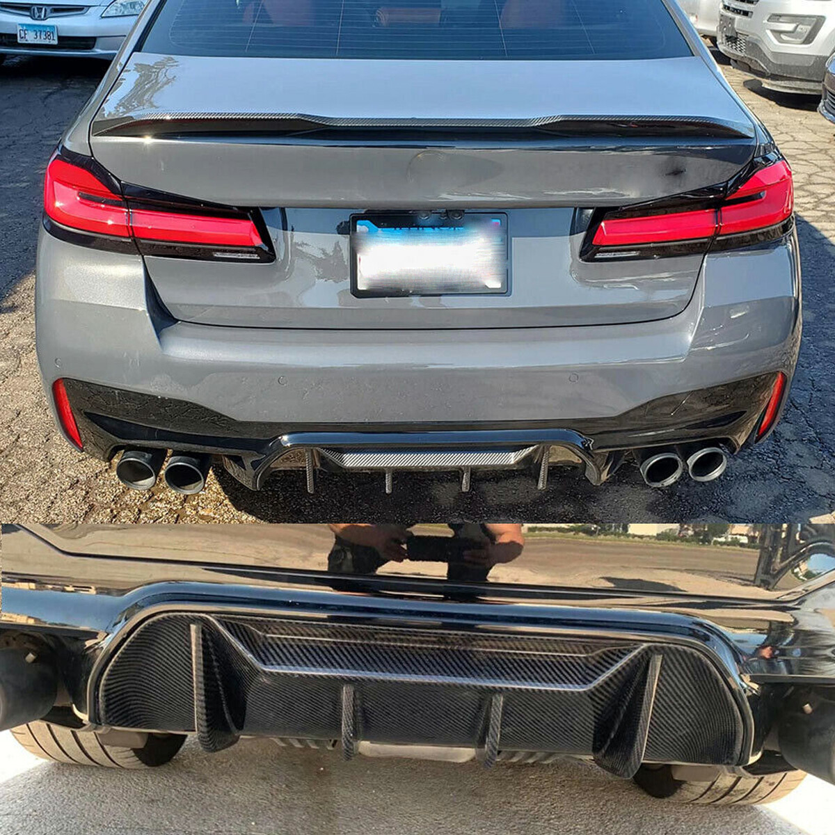 2017-2022 BMW G30 530i 540i M550i M Sport Rear Diffuser Lip Carbon Look ...
