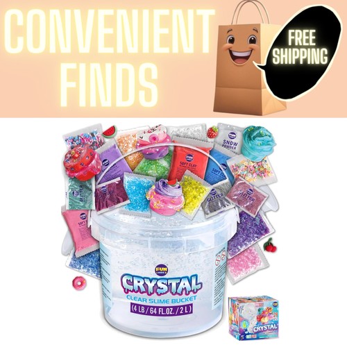 4 LB Huge Glassy Clear Slime Bucket Toy for Kids, 64 FL OZ Premade Big ...
