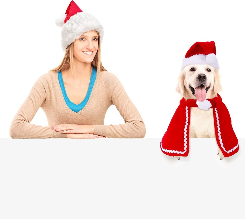 Christmas Cat Costume Small Dog Santa Hat with Scarf Puppy Kitten Xmas ...