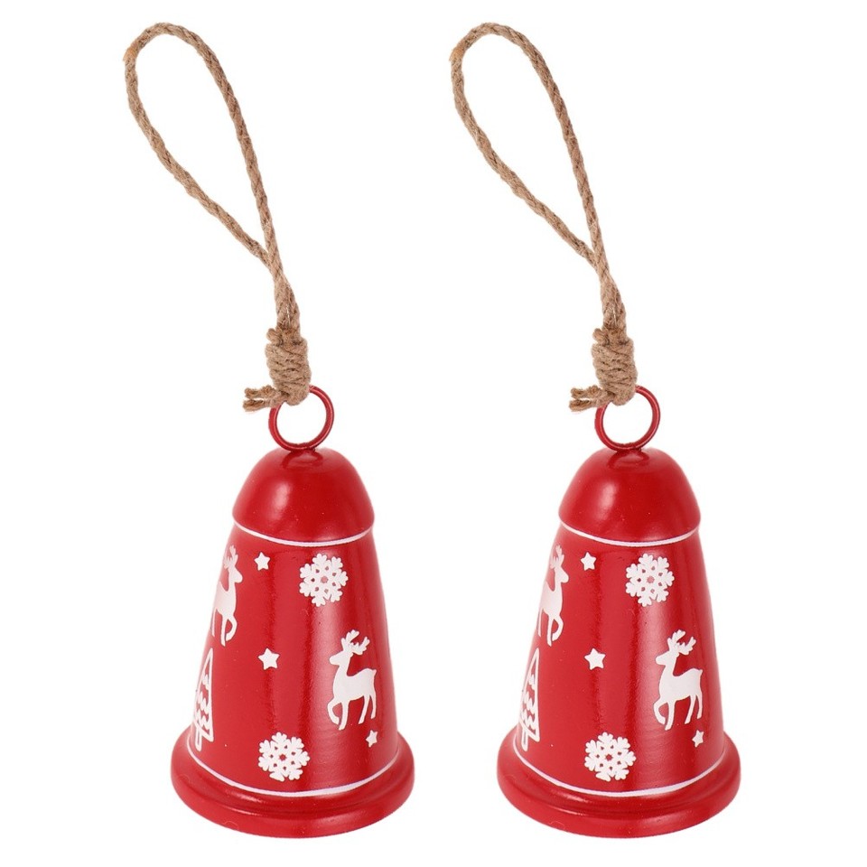 2pcs Christmas Hanging Bells: Christmas Tree Pendants Metal Craft ...