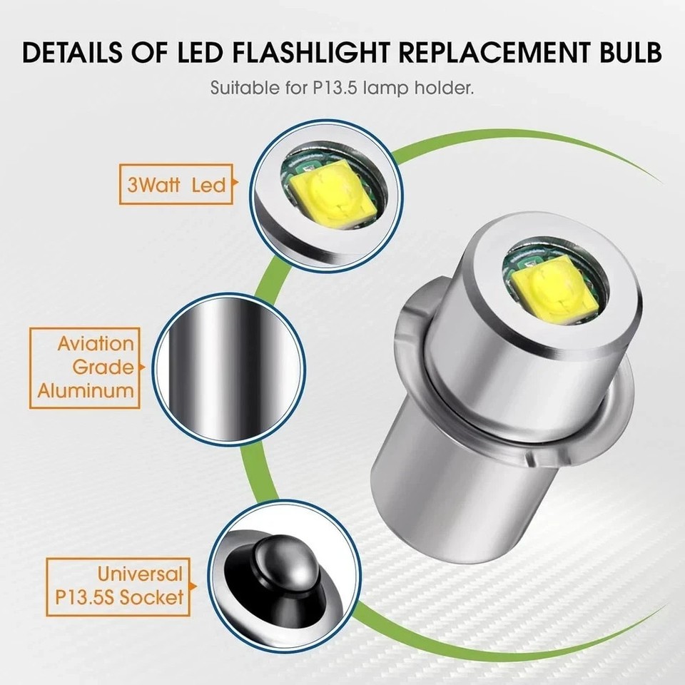 3 Count Maglite 360L Led Bulb 3 4 5 6 Cell C D Flashlight Upgrade ...