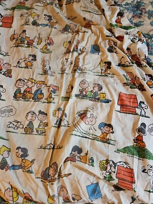 Vintage 1971 Snoopy Peanuts Charlie Brown Twin Size Fitted Sheet Only ...