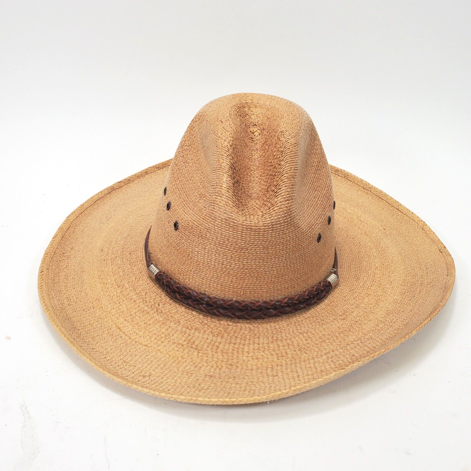 Orvis Stetson Type Straw Cowboy Western Hat L/XLBraided Leather Band | eBay
