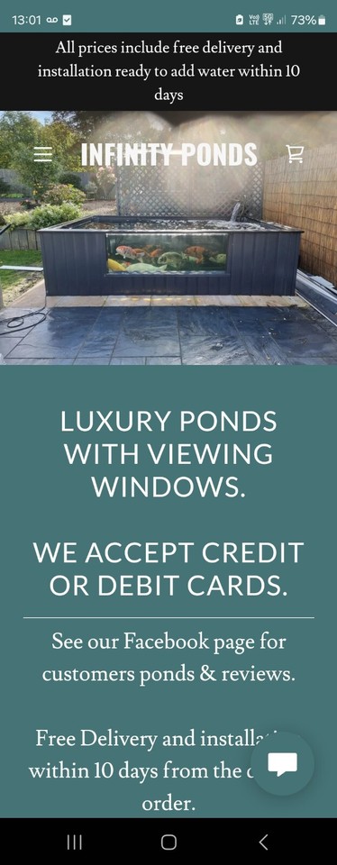 pond with viewing window/koi carp/ponds/koi/ponds/Infinity ponds | eBay UK