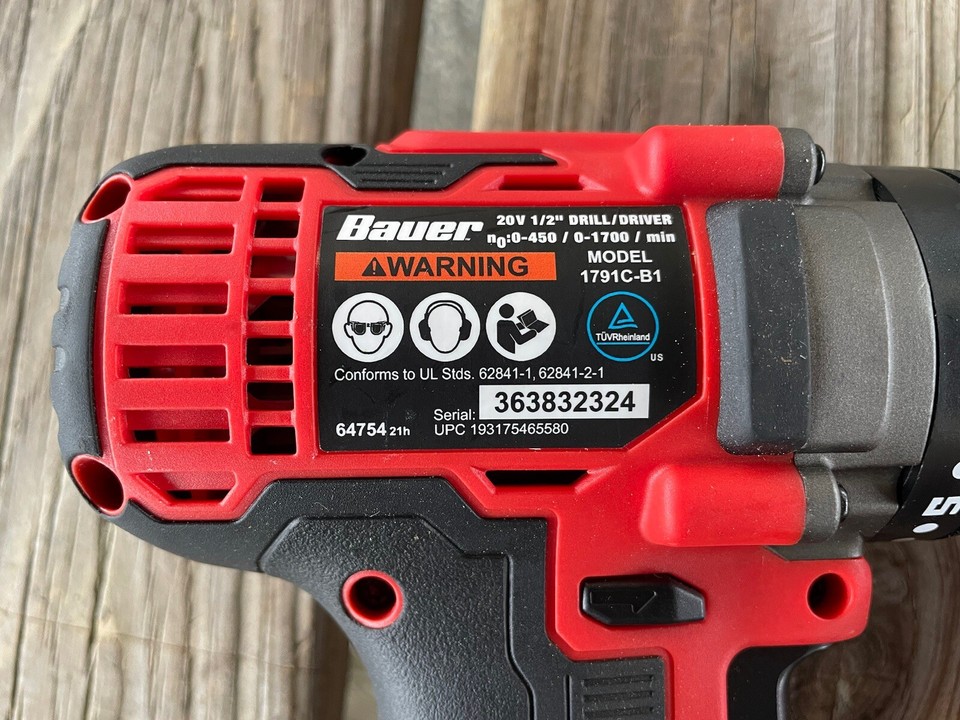 Lot Of 3 Bauer Tools 1/2”Hammer Drill 1/2” Drill 3/8” Impact Wrench 1.5 ...