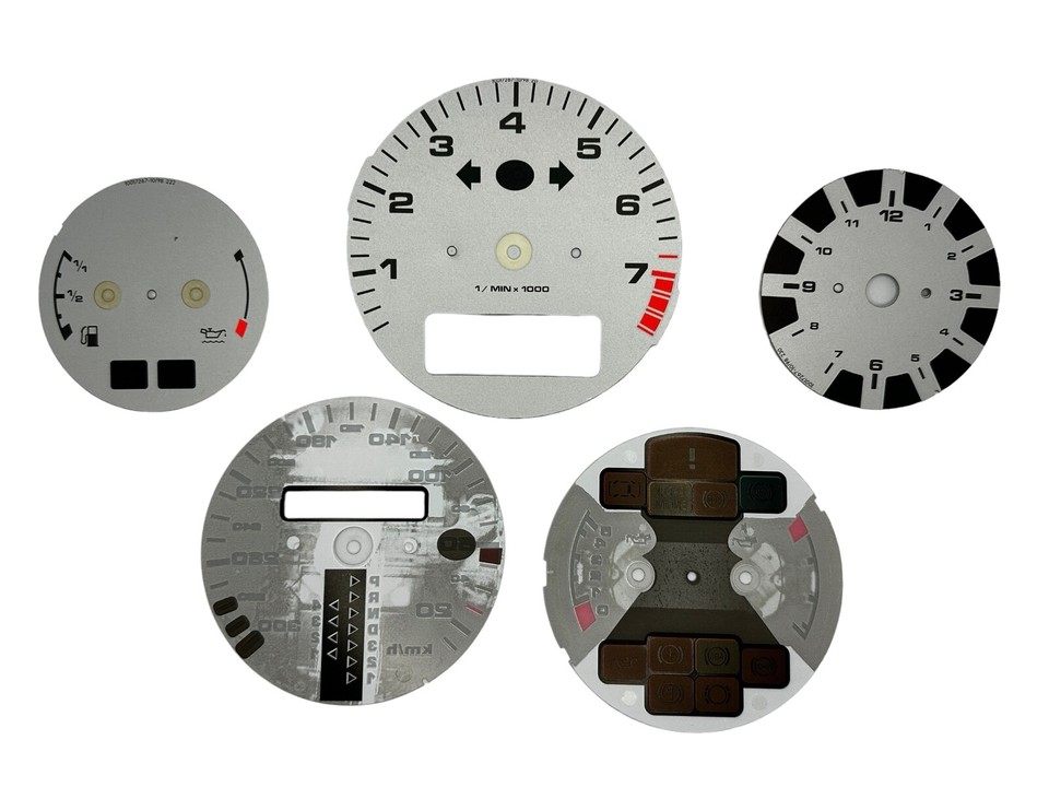 PORSCHE 964 993-TECHART-GAUGE FACE PLATE DIALS SPEEDOMETER KMH CLUSTER ...