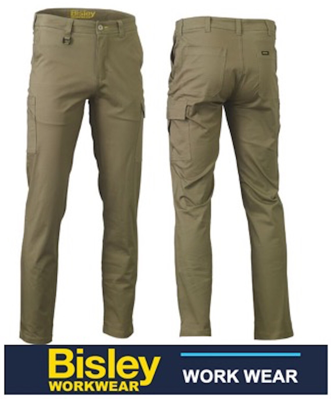 BISLEY WORKWEAR - MENS STRETCH COTTON DRILL CARGO WORK PANTS - BPC6008 ...