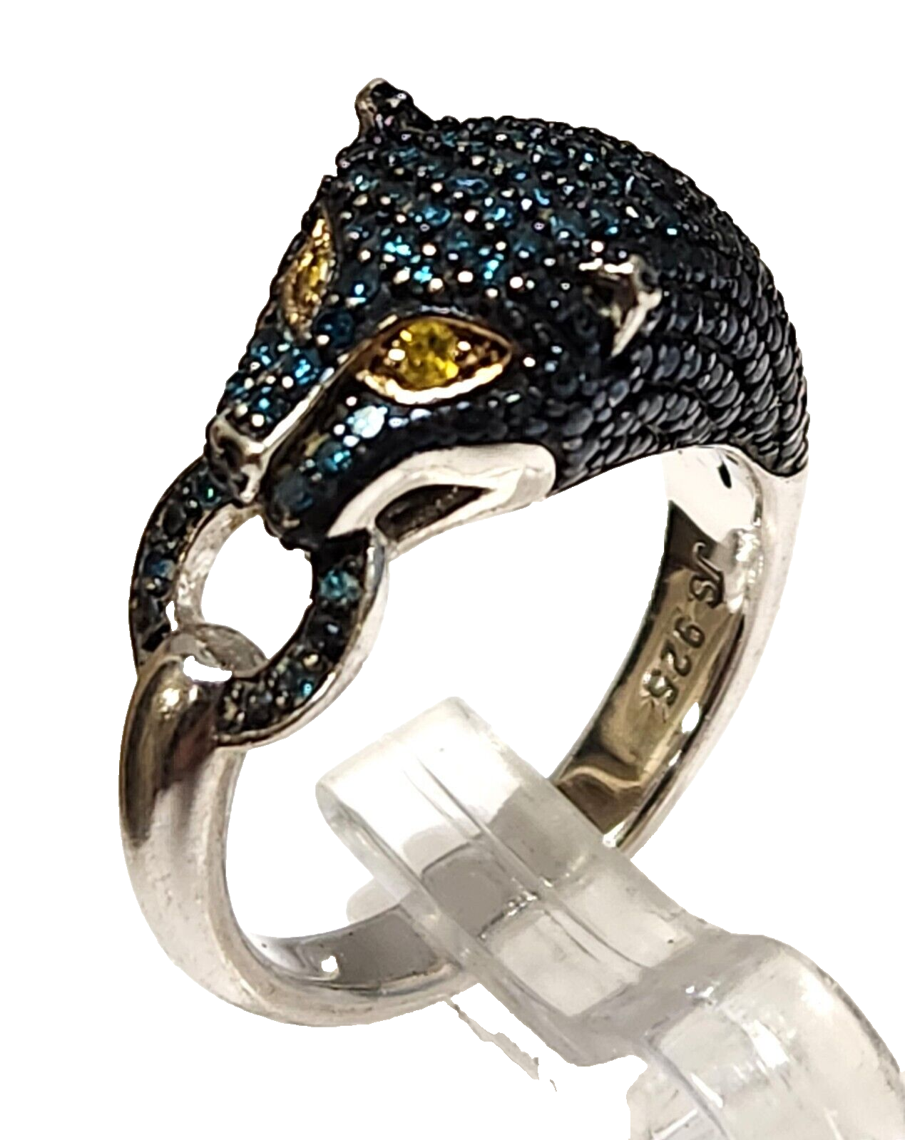 Affinity JS 925 Sterling Silver Blue Yellow Diamond Panther Jaguar Cat ...