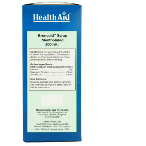 HealthAid Broncold Syrup Menthol, Capsicum & Aniseed 200ml | eBay UK