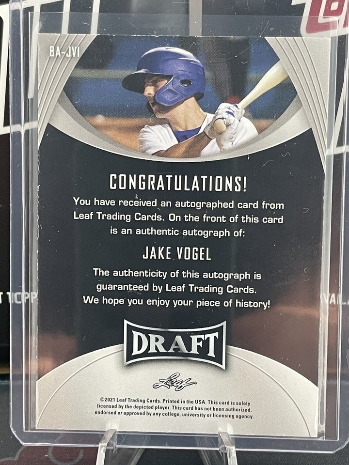 JAKE VOGEL AUTO 2021 LEAF DRAFT BASEBALL LOS ANGELES DODGERS | eBay