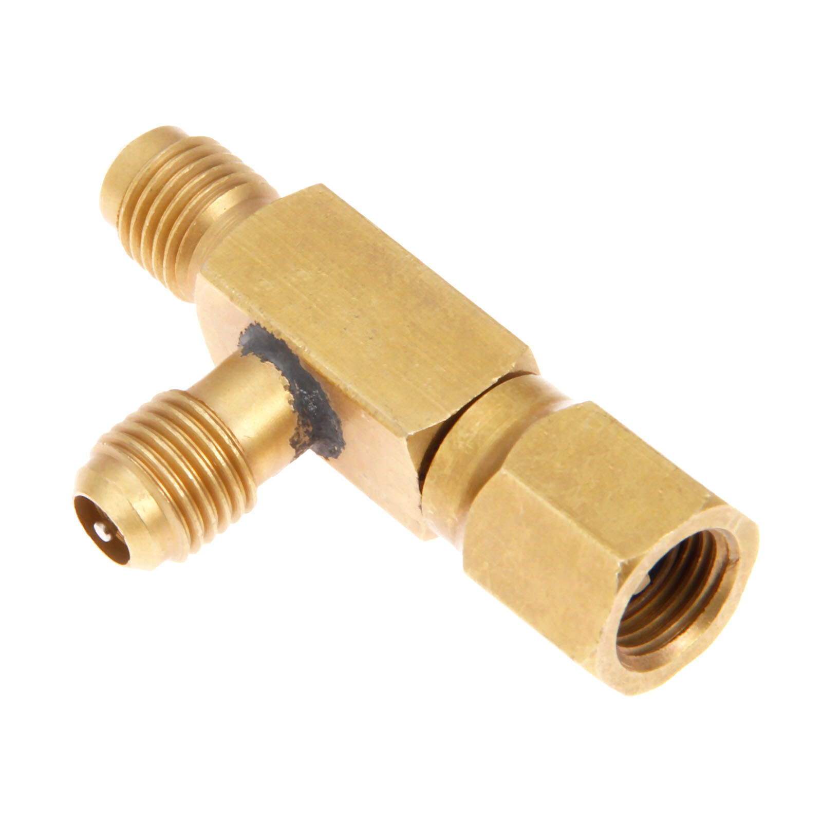 1/4" Tee Adapter c/w Valves Core & Seal Rings Male Flare Tee Branched ...