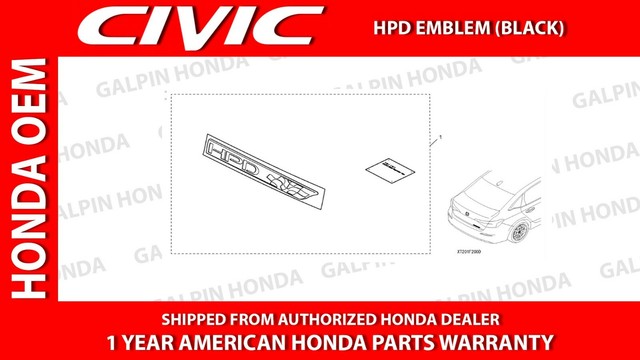 2022 GENUINE HONDA CIVIC "HPD" BLACK EMBLEM 08F20-T20-100D for sale ...