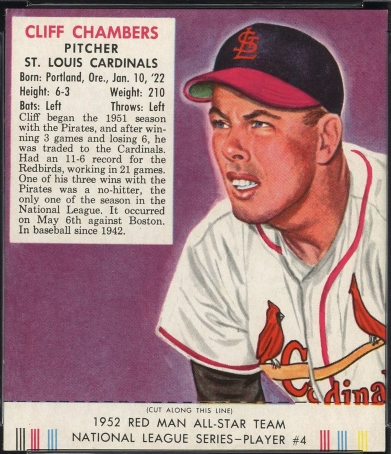 1952 Red Man Tobacco All-Star Team - National League Series Cliff ...